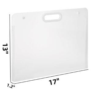 Covzoe 4 Pack Art Portfolio Folder, 17" x 13" Clear Poster Storage Bag with Handle, Plastic Waterproof Bulletin Board Holder Painting Container for Artwork, Drawing Pads, Charts