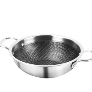 Satre Online and Marketing Stainless Steel Triply Kadhai Honeycomb, Nonstick, Two Sided Handel, Induction Base, Size No. 12