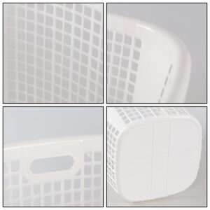 Xowine 50 L Tall Plastic Laundry Hamper Basket, Set of 6 Plastic Dirty Clothes Basket with Handle, White