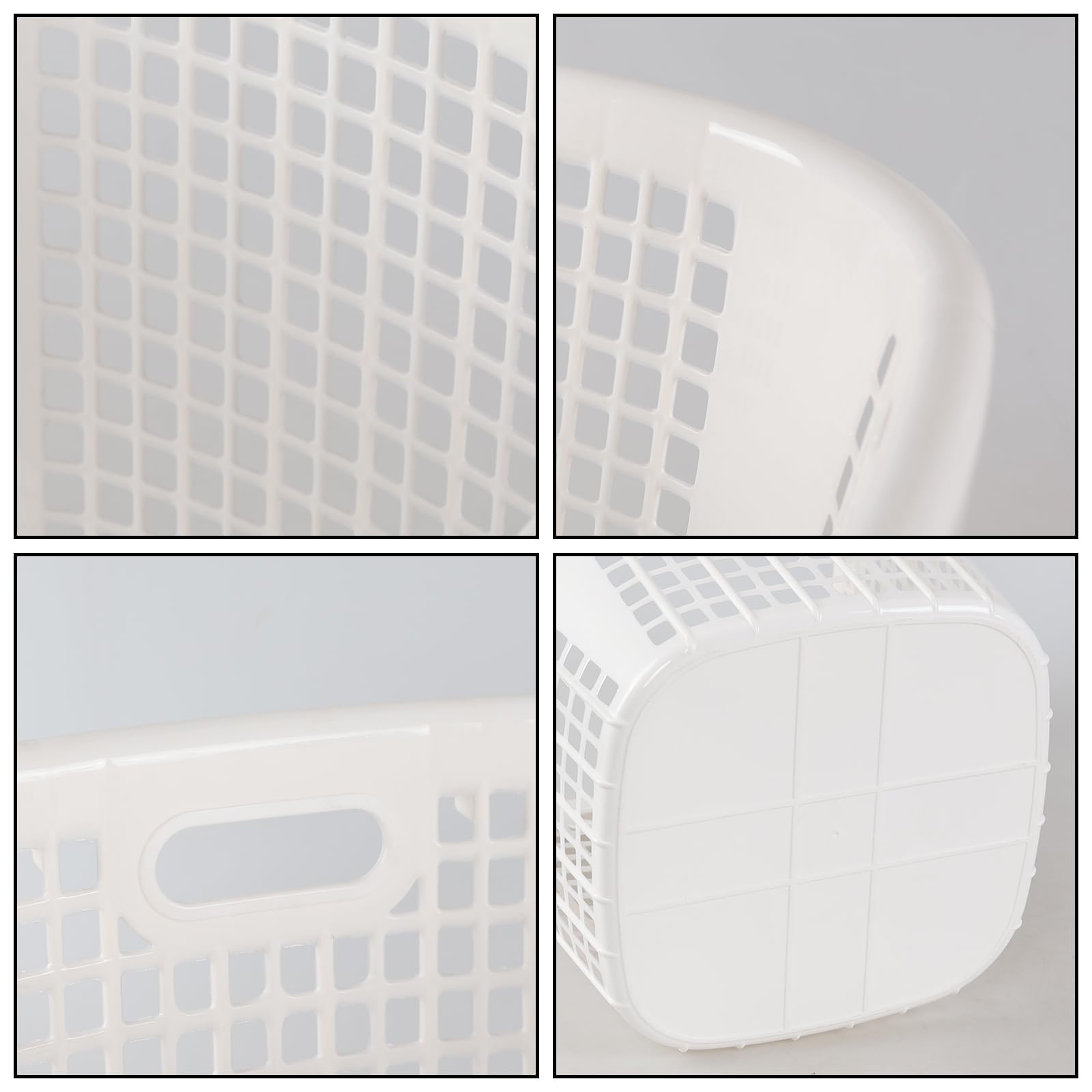 Xowine 50 L Tall Plastic Laundry Hamper Basket, Set of 6 Plastic Dirty Clothes Basket with Handle, White