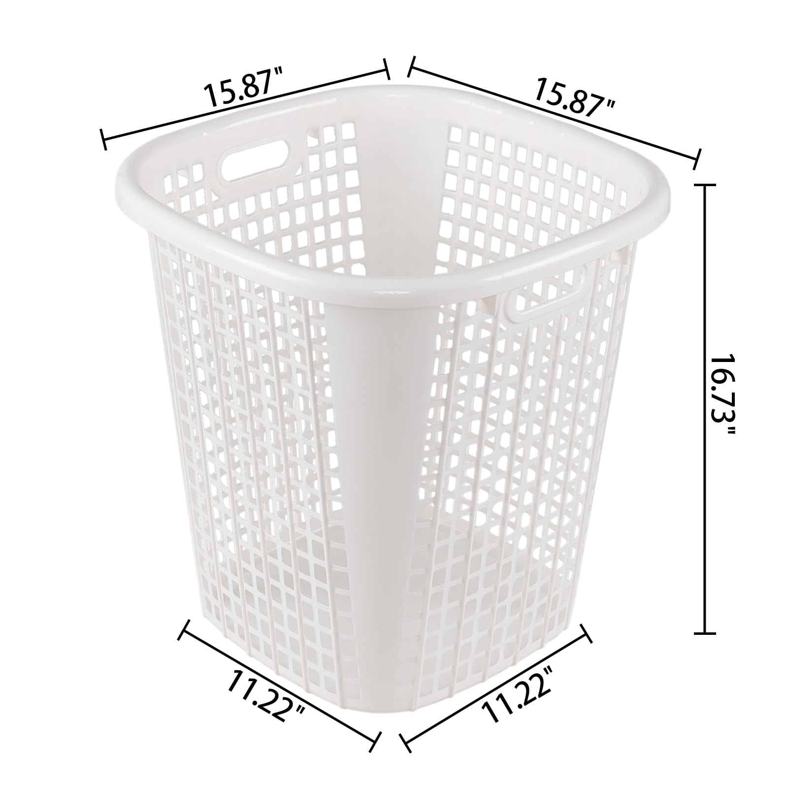 Xowine 50 L Tall Plastic Laundry Hamper Basket, Set of 6 Plastic Dirty Clothes Basket with Handle, White