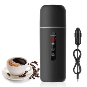 travel electric kettle & car coffee warmer12v/24v portable hot water heater withstirring,small hot water boiler with built-inmagnetic induction (black)