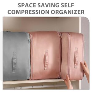 Generic Ultra Space Saving Self Compression Organizer, Heavy Duty Moving Bags, Storage Tote for Space Saving, Self Compression Moving Organizer Bag for Comforters, Bedding, Clothes (Grey, X-Large)