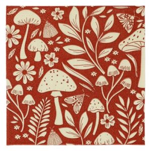 Karma, 20-Count 3-Ply Cocktail Size Paper Napkins, Decorative Guest Paper Napkins for Party Picnic, Dinner, Baby Shower, Bridal Shower, Mushroom