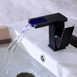 Kitchen & Bath Fixtures Taps Faucet,Black Ancient Basin Faucet Bathroom Waterfall Faucet Wash Basin Led Temperature Control Faucet Under Counter Basin Faucet Mixer Tap Faucet