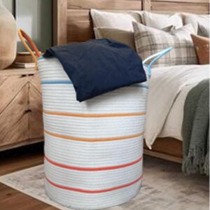 60L Laundry Baskets Hamper with Handles,Decorative Basket for Living room,Woven Storage Basket for Toys Bin,Pillows, Blankets,Clothes