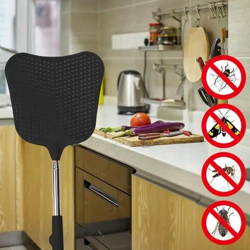 Telescopic Fly Swatters,Heavy Duty Plastic Fly Swatter,Telescopic Fly Swatters Indoor Mosquito,Flyswatter with Stainless Steel Handle for Outdoor Rustic Bug Swatter Flies,Mosquitoes and Bees