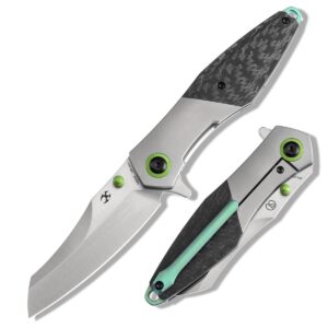 kansept mistaken folding knives for men edc camping pocket folding knife 3.58'' satin cpm 20cv blade with titanium twill carbon fiber handle everyday carry k1053a2