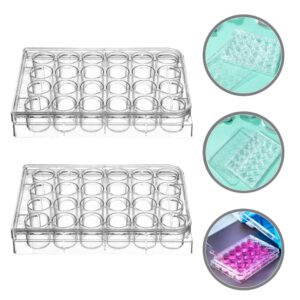 JECOMPRIS 2pcs 24 Well Cell Culture Plate Cultivation Plates Laboratory Reaction Tray for Laboratory