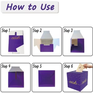 OLIVBIN Purple Card Box, Wedding Party Card Storage Box, Used for Birthday, Baby or Bride, Graduation Ceremony, Retirement Ceremony, Anniversary Decoration Party Supplies