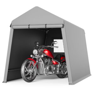 garveelife 7x12ft portable garage, outdoor storage shelter shed with doors and vent, waterproof and uv resistant anti-snow portable garage kit tent for motorcycle, outdoor tools