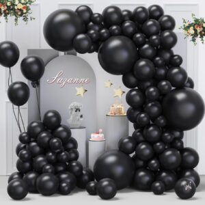 black balloons different sizes, 130pcs black balloons arch kit latex black balloons for birthday party graduation baby shower wedding balloon decorations