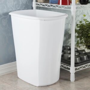 SeaMory 10 Gallons Efficient Trash Can Wastebasket, Fits Under Desk, Kitchen, Home, Office (White, 10 Gallons)