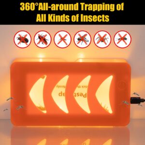 Flea Traps for Inside Your Home, 2 Pack Flea Trap with Adjustable Light Modes & 4 Flying Insect Trap Sticky Refill Pads, Harmless & Friendly to Pets & Kids Pest Trapper for Fleas, Flies