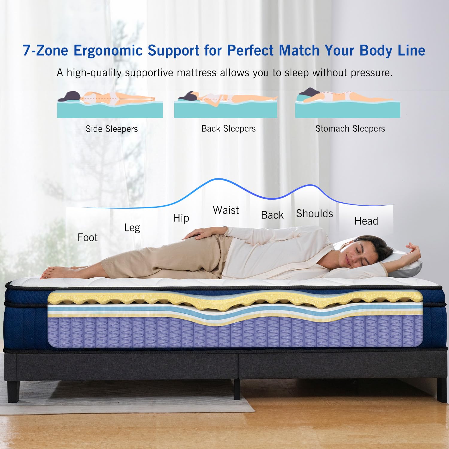 DatMou Twin Size Mattress, 14 Inch Twin Mattress in a Box, Gel Memory Foam Hybrid Mattress with Individually Pocketed Springs, Fiberglass Free, CertiPUR-US