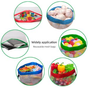 Toy Storage Bags, 10Pcs Reusable Mesh Bags and 2Pcs Large Clear Toy Storage Bags with Drawstring, Toy Organizer Bags for Kids Puzzle Building Blocks Balls and Dolls, Produce Bags for Fruits, Vegetable