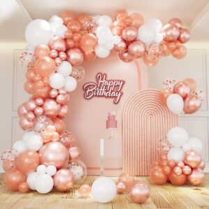 belscebels rose gold balloons arch kit, white and metallic rose gold balloon garland arch kit for birthday party decorations baby shower bridal shower wedding bachelorette bride to be engagement