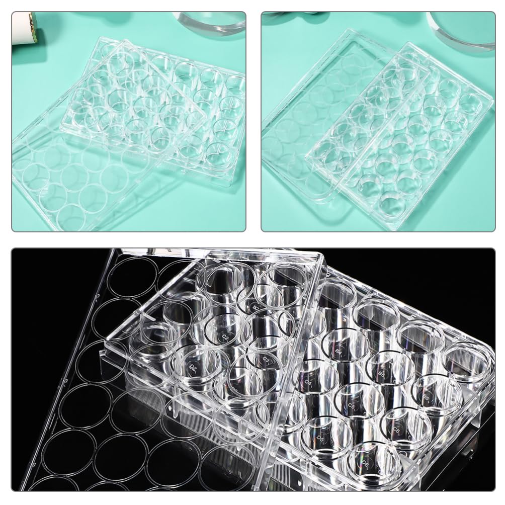 JECOMPRIS 2pcs 24 Well Cell Culture Plate Cultivation Plates Laboratory Reaction Tray for Laboratory