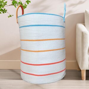 60L Laundry Baskets Hamper with Handles,Decorative Basket for Living room,Woven Storage Basket for Toys Bin,Pillows, Blankets,Clothes