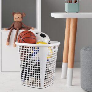 Xowine 50 L Tall Plastic Laundry Hamper Basket, Set of 6 Plastic Dirty Clothes Basket with Handle, White