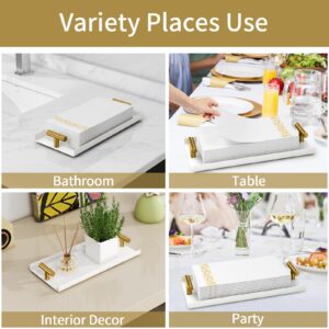 STWWO Napkin Holder for Bathroom, Guest Towel Holder Tray for Bathroom, White Guest Napkin Holders with Golden T-Handle, Disposable Hand Towel Tray for Guest Room, Table, Kitchen