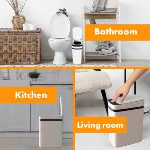 Loasil-H Automatic Trash Can - Smart Trash Can for Bathroom Anti-Bag Slip Lid Motion Sensor Trash Can 3 Gallon Trash Can for Bedroom, Office, Kitchen (White)