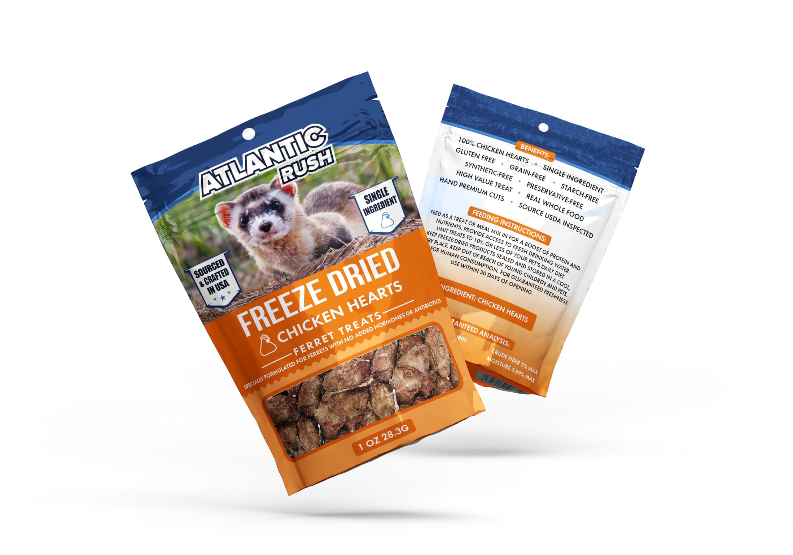 Freeze Dried Small Pet Treats - 1oz Resealable Bag of Treats for Ferrets - Ferret Snacks - Single Ingredient Ferret Food With No Preservatives Or Fillers- Small Animals Treats (1 oz, Chicken Heart)