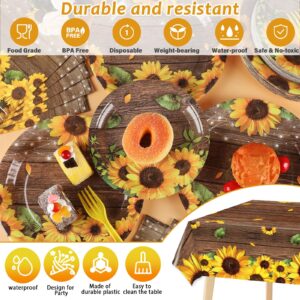 gisgfim 209Pcs Sunflower Bridal Birthday Party Supplies Includes Sunflower Party Plates Napkins Fork Sunflower Tablecloth Banner Hanging Garland Kit for Summer Bridal Shower Party Decorations Set