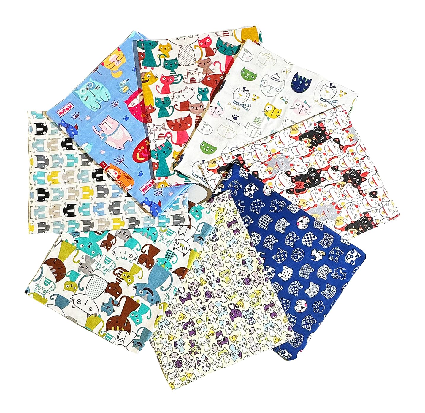 8Pcs Cute Animal Cats Fabirc Fat Quarters Cotton Fabric Bundles,for Quilting,Sewing and DIY Crafts,18 x 22 inches. …