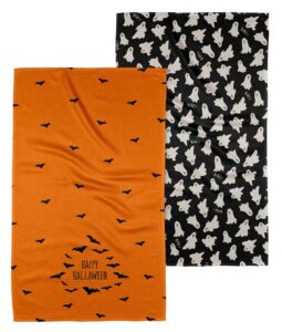 geometry halloween kitchen towels - quick dry microfiber halloween dish towels for kitchen drying - premium quick dry towel (boo bash, 18" x 30" (2-pack set))