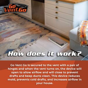 2 Pack GoVentGo Vent Deflector for Floor Registers - Register NOT Included - Opens & Closes Automatically (2 Pack, Size 2x10)