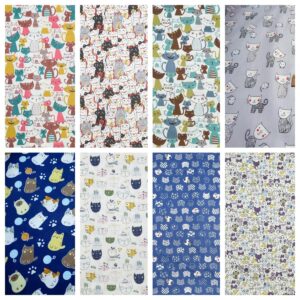 8Pcs Cute Animal Cats Fabirc Fat Quarters Cotton Fabric Bundles,for Quilting,Sewing and DIY Crafts,18 x 22 inches. …