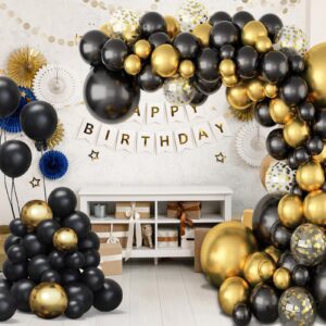 Black Balloons Different Sizes, 130pcs Black Balloons Arch Kit Latex Black Balloons for Birthday Party Graduation Baby Shower Wedding Balloon Decorations