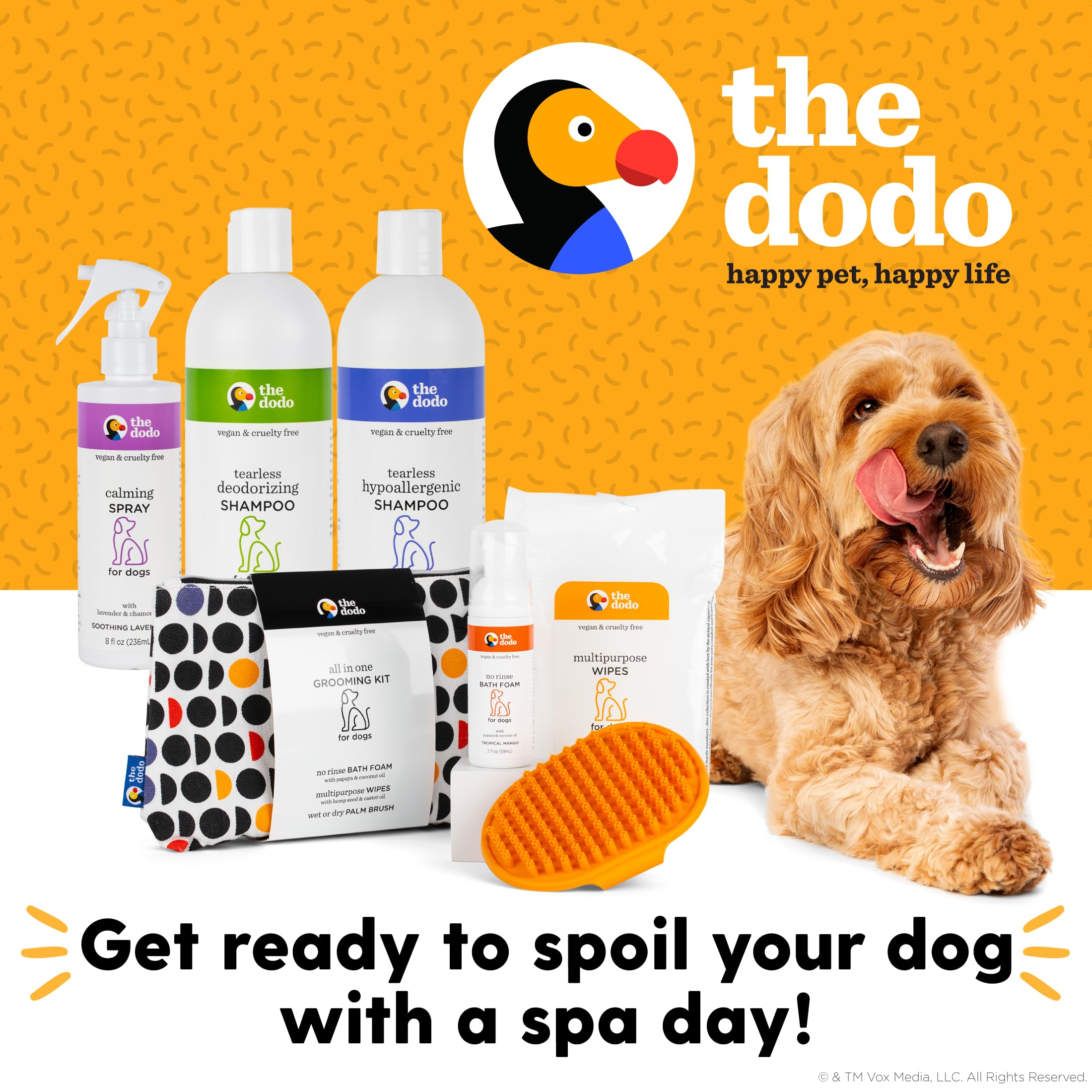 The Dodo Multipurpose Wipes for Dogs, Sweet Vanilla Almond with Hemp Seed and Castor Oil; Easy Wipes for Dogs, Waterless Grooming Supplies