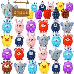 24 pcs party favors for kids, 3d animal pop fidget toys bulk, sensory bath suction toys for toddlers, carnival treasure classroom prizes box toys, fidget stocking stuffers birthday party gifts