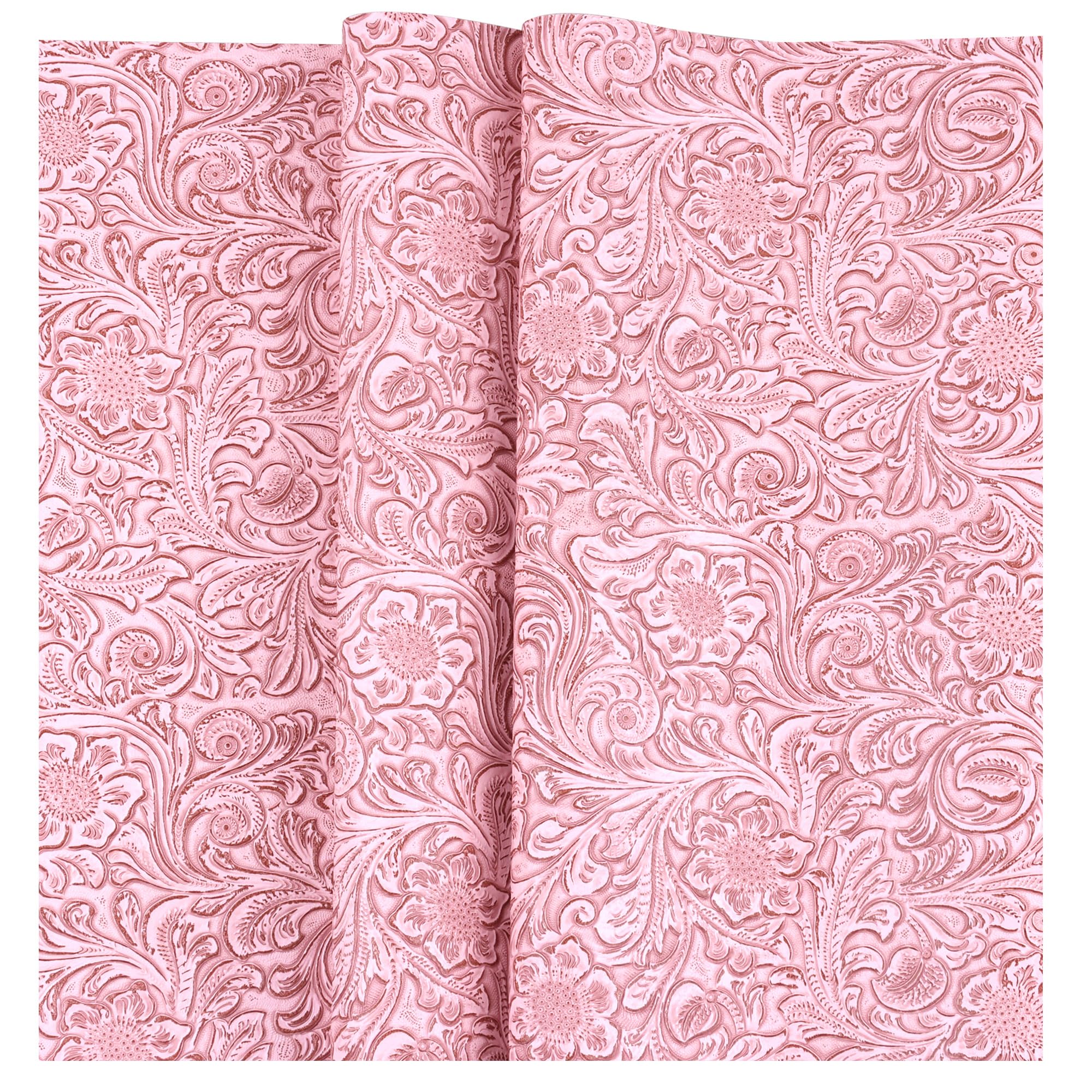 Solid Color Embossed Faux Leather Sheets 12 "x53" (30cm x 135cm) Embossed Texture Leather Fabric, Widely Used in Leather Earrings, Keychains, Sewing DIY Projects ﻿ (Pink)