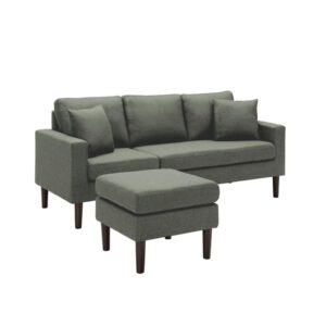 fancuf 72" sectional sofa left hand facing with 2 pillows suitable for liveing room dark grey fabric