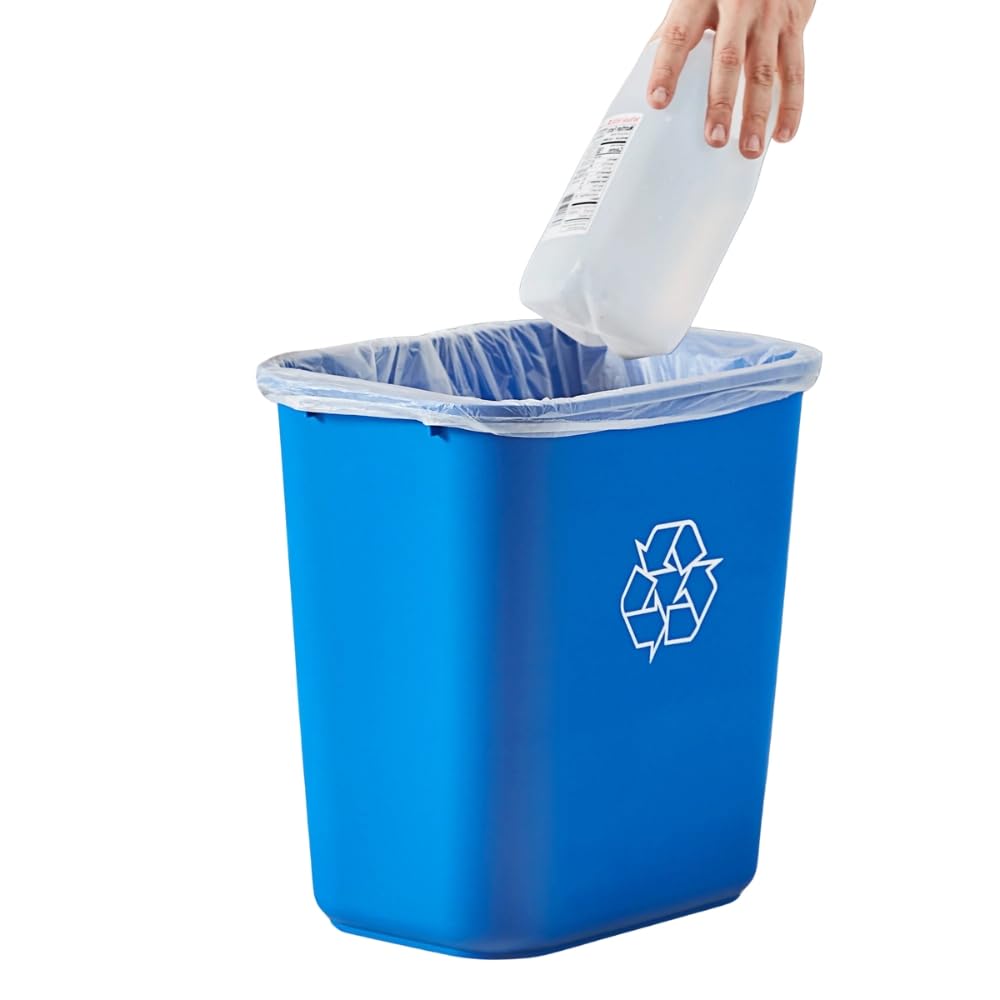 WEBSTORE SUPPLY 28 Qt. Recycling Bins, 7 Gallon Office Trash Cans for Near Desk (10 Pack) Blue