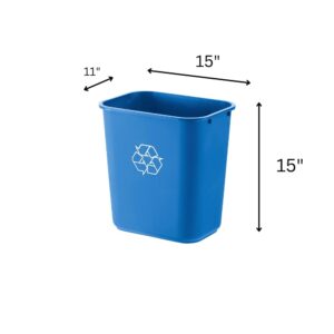 WEBSTORE SUPPLY 28 Qt. Recycling Bins, 7 Gallon Office Trash Cans for Near Desk (10 Pack) Blue