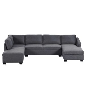 fancuf large u-shape sectional sofa, extra wide chaise lounge couch, grey, suitable for living rooms, apartments