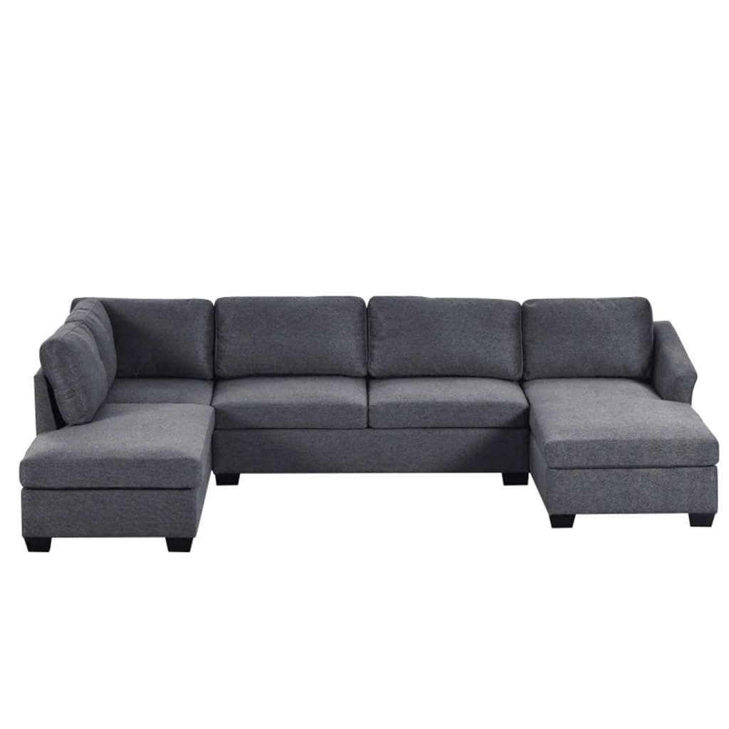 FANCUF Large U-Shape Sectional Sofa, Extra Wide Chaise Lounge Couch, Grey, Suitable for Living Rooms, Apartments