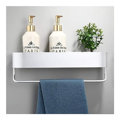 Bath Storage Rack Caddy Floating Shelves Towel Bar Basket Storage Rack Towel Bar Robe Hooks Bathroom Accessories Kitchen Wall Shelves(White,30CM)