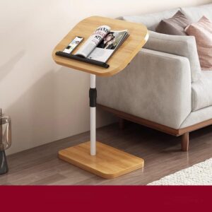 gendlthij c shaped end table for couch, c table end table with adjustable height, small laptop desk for livingroom,bedroom,study and small spaces,bedside table (original wood,90° swivel)