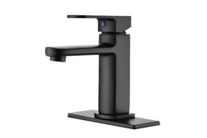 derengge bathroom sink faucet, single handle bathroom sink faucet,1 hole or 3 hole lavatory vanity faucet with deck plate,pop up drain and water supply lines,matte black,gfl-0048-mt