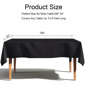 Oliomp 3 Pack Premium Black Tablecloths 54" x 108" Plastic Table Cloth Disposable for Rectangle Tables Suitable for Party Birthday and Waterproof Table Cloths Light Weight Table Cover (Black)