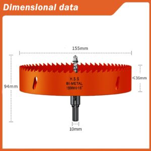 6 1/8 inch Hole Saw with Dust Bowl for 6 inch Recessed Light, 6-1/8 Hole Saw for Can Lighting,155MM Drywall Hole Saw Dust Catcher(6 1/8,Orange)