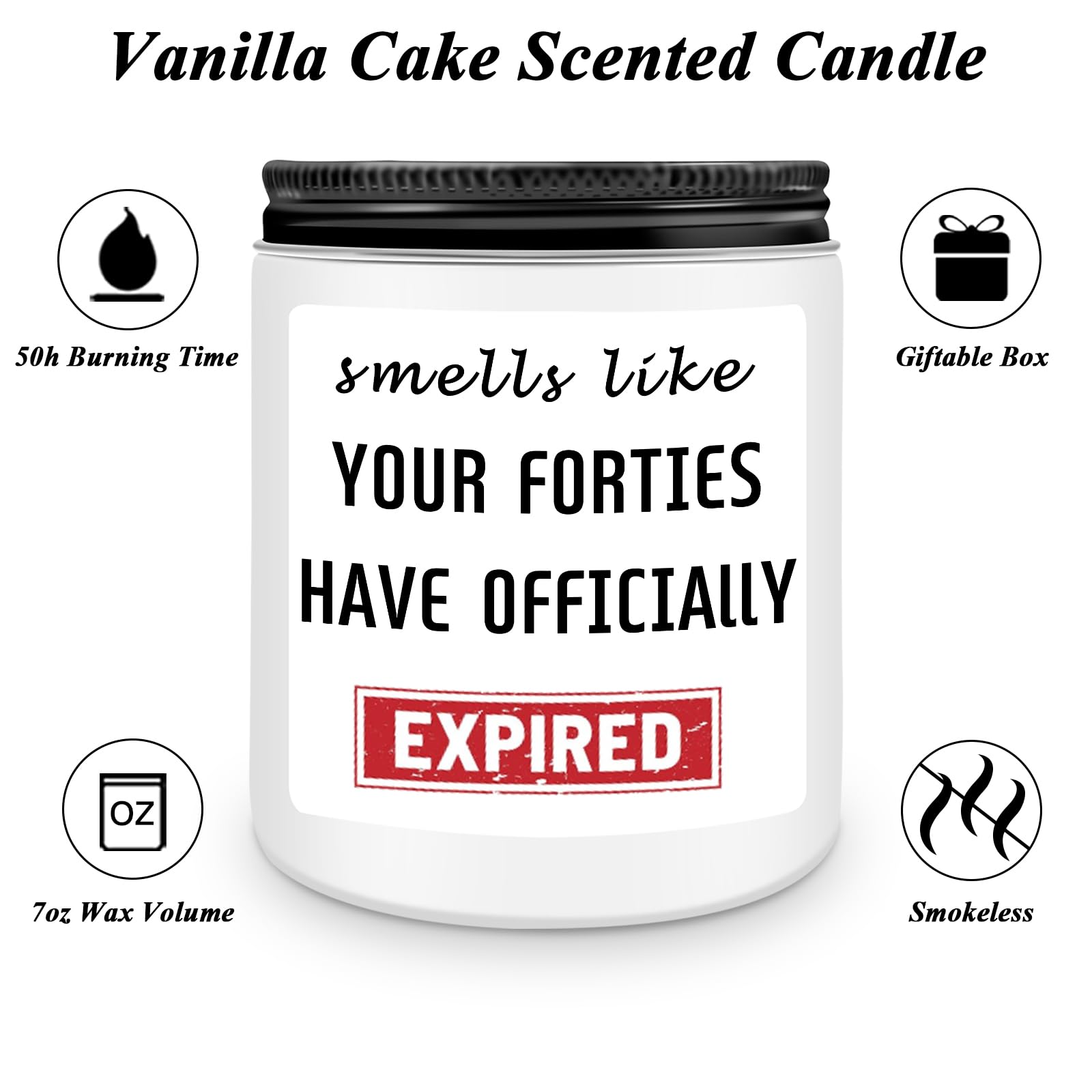 NANOOER 40th Birthday Gifts for Women, 40th Birthday Candles Gifts for Her, Your 40s Have Expired, 40 Year Old Birthday Gift Ideas, Funny Birthday Gifts for Women, Vanilla Buttercream Scent Candle