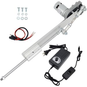 jqdml diy reciprocating linear actuator dc 1-24v stroke 1.18"-6" max speed 160rpm adjustable telescopic motor with speed controller(24v150mm160rpm)