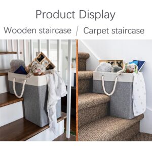 Gachiwar Stair Storage basket,16" L x 10" W x 16" H,dirty clothes basket,hanging baskets for organizing carpeted stairs,book，wooden