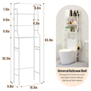 DOFIMATE Over The Toilet Storage Cabinet,Metal 3 Tier Bathroom Organizer Shelf Over Toilet,Stable Freestanding Above Toilet Stand,Stable Freestanding Bathroom Organizer Above Toilet Stand Shelf,White